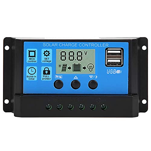 Solar Charge Controller 40A Automatic PWM LCD Solar Charging Regulator PV System Connection with Dual USB Output