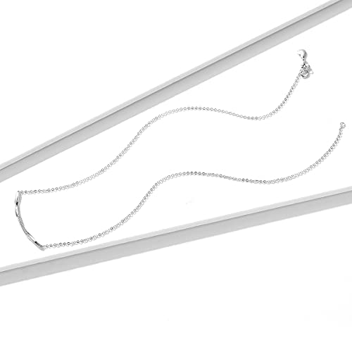 Personalized Necklace with CZ Crystal 925 Sterling Silver Personalized Necklace for Women (Simplicity Smile Bar Necklace)