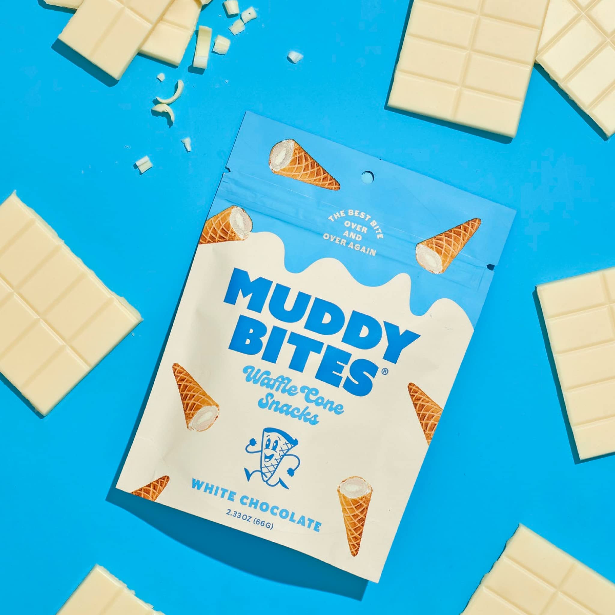 Muddy Bites Waffle Cone Snacks Bite Sized Chocolate Filled Waffle Cones for Snack or Dessert, Ice Cream Topping, Premium Chocolate made with Pure Cane Sugar, Non-GMO, Kosher (Variety Pack, 6 Bags)