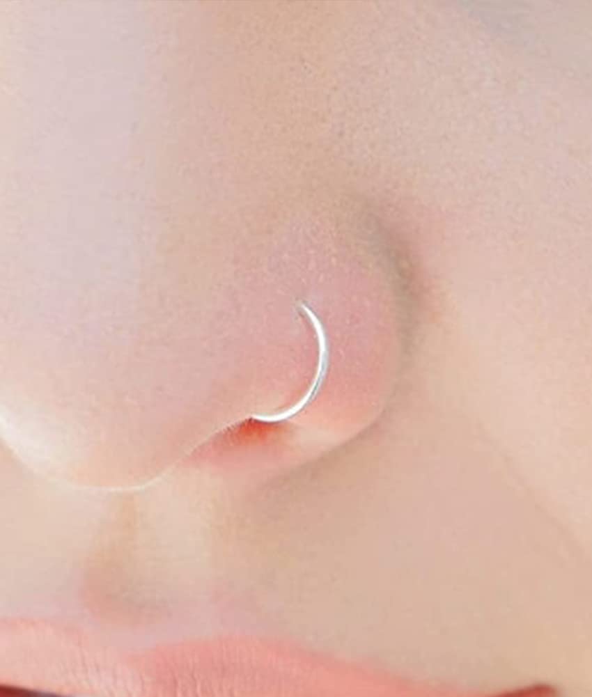 MODRSA Nose Rings Nose Piercings Hoop Nose Rings for Women Stainless Steel Silver Nose Rings Studs 20g