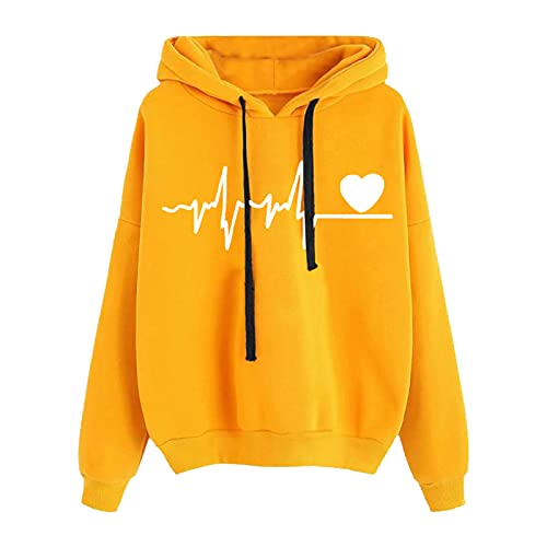 Women Hoodies Zip Up Solid Color Basic Hoodies Workout Hoodie Jacket Trendy Sweatshirt With Drawstring With Hood and Zip Yellow