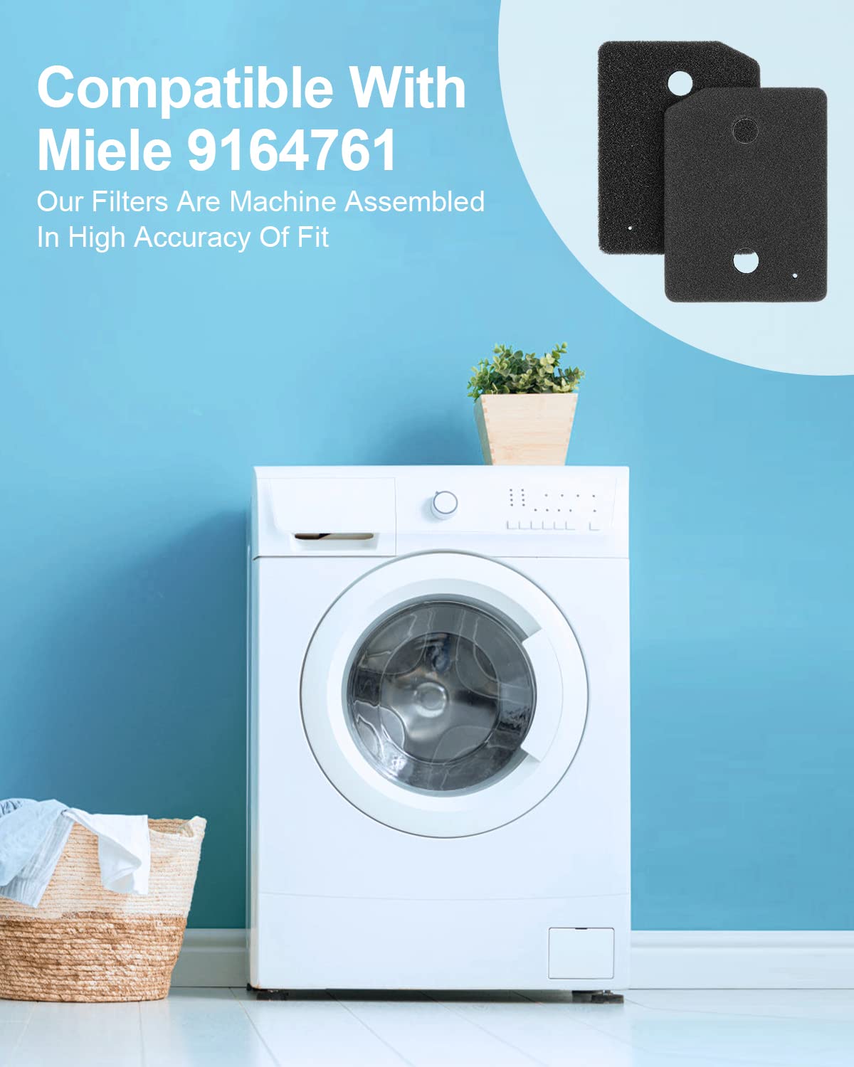 Plinth Filter Replacement for Miele T1 Dryer:9164761 Heat Pump Dryer, Dryer Spare Parts, Lint Filter Foam Sponge Replacement for Miele T1 Dryer (2)