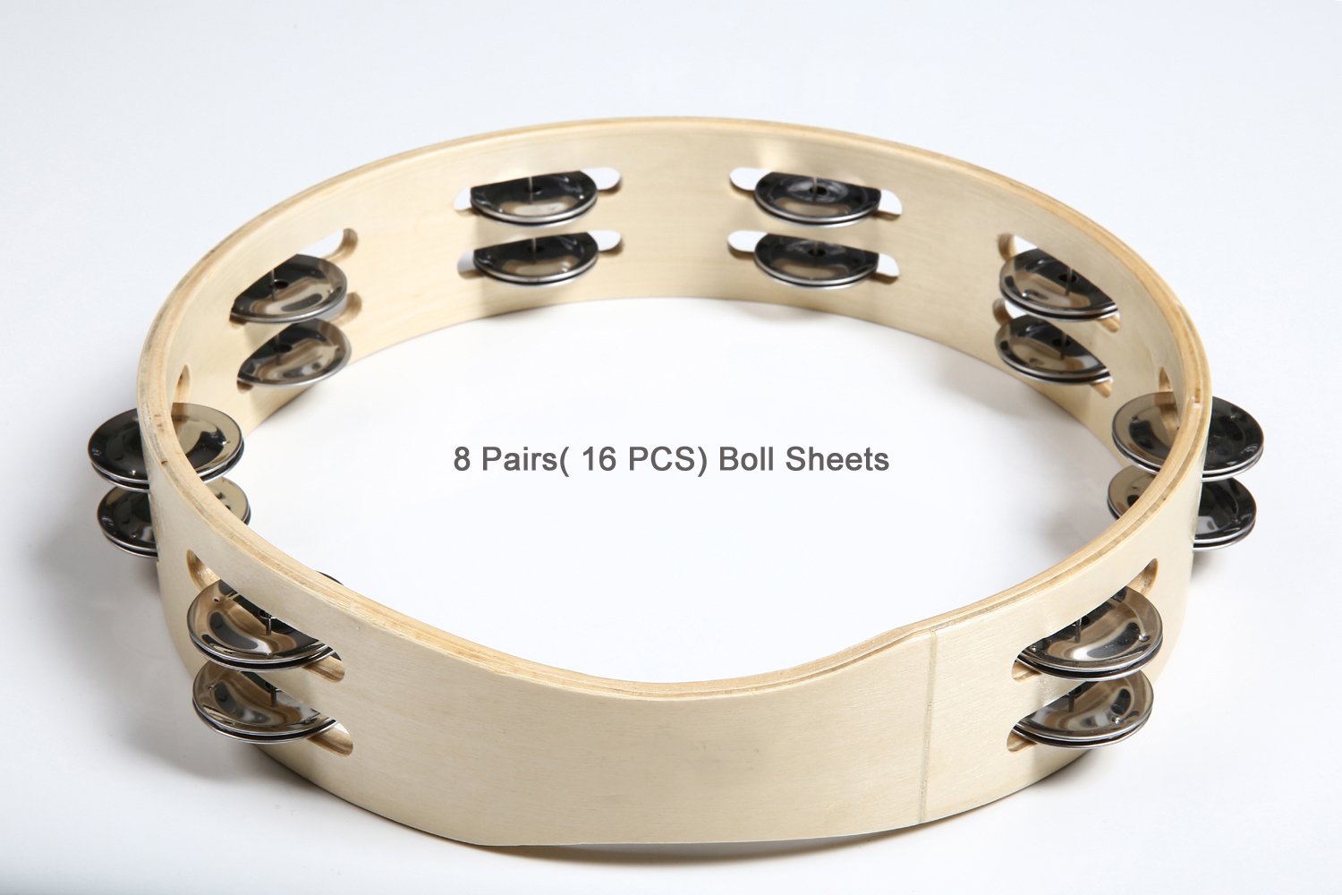 Lightweiht Thicken Wood Handheld Tambourine - Double Row 8 Pairs Jingles, Hand Tambourine Hand Tambourine (25cm(9.8 in))