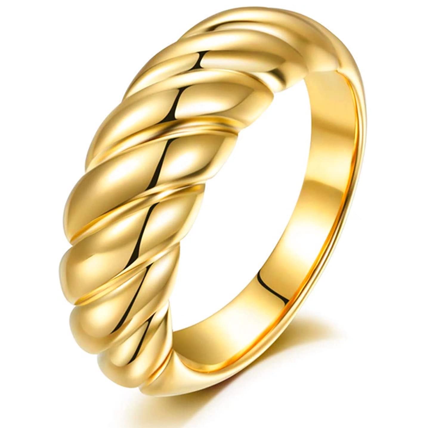 Pophylis Twisted Ring Stacking Band Statement Thick Stainless Steel Ring Size 10