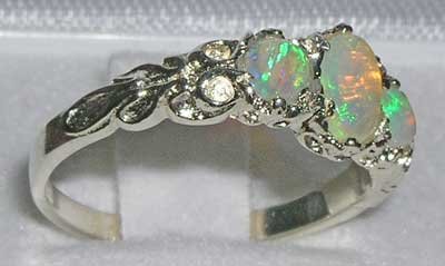 LetsBuyGold 925 Sterling Silver Natural Opal Womens Promise Ring - Size 7.5