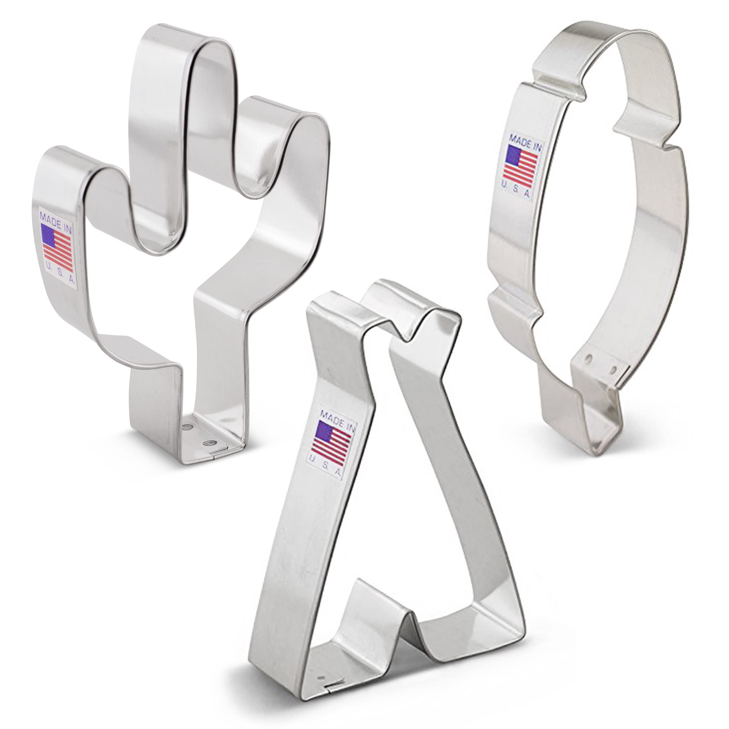 Southwest Cookie Cutter 3-Pc Set Made in USA by Ann Clark, Cactus, Teepee, Feather