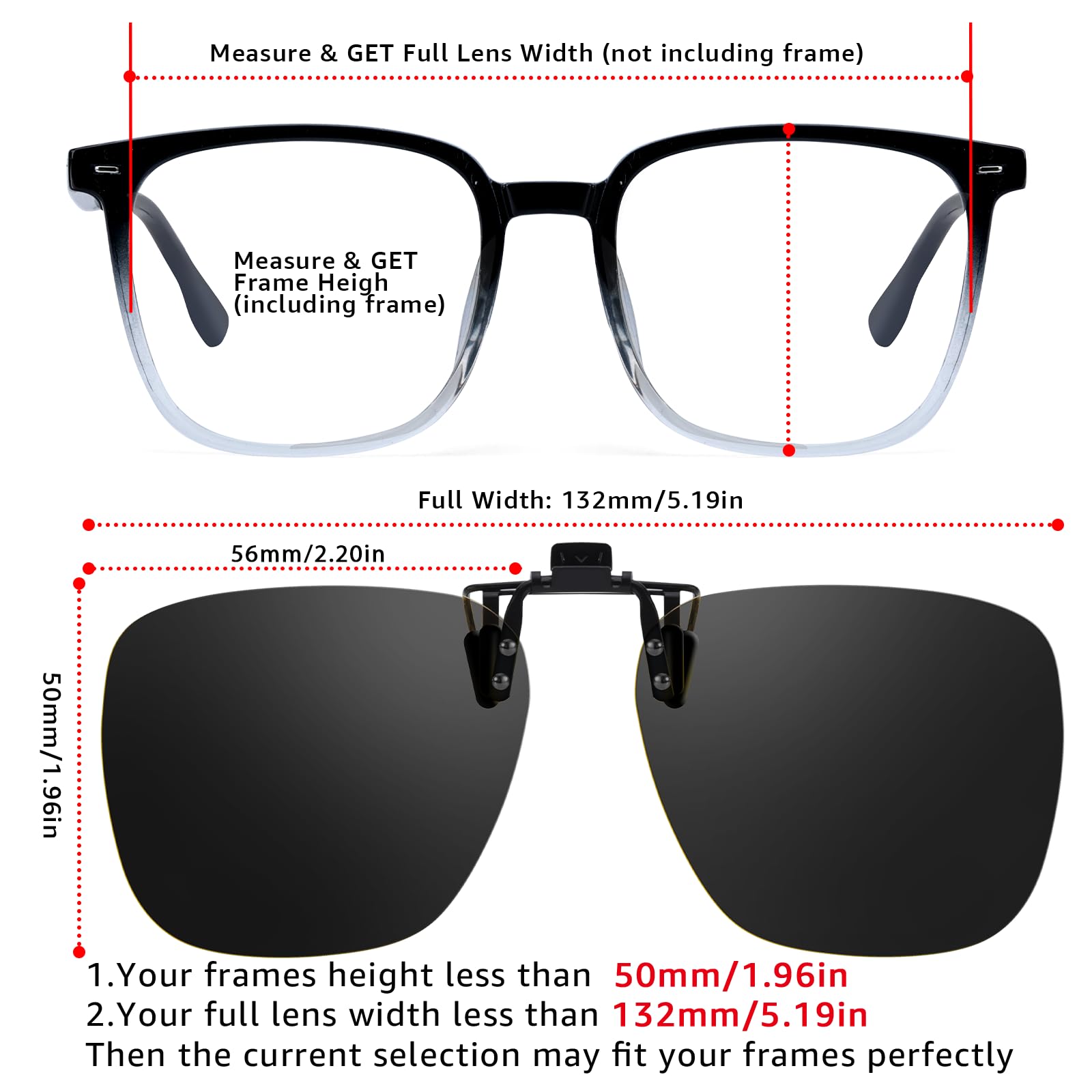 Trysee Clip on Sunglasses Over Prescription Glasses for Men Women Polarized Flip Up for Eyeglasses Anti Glare TS103