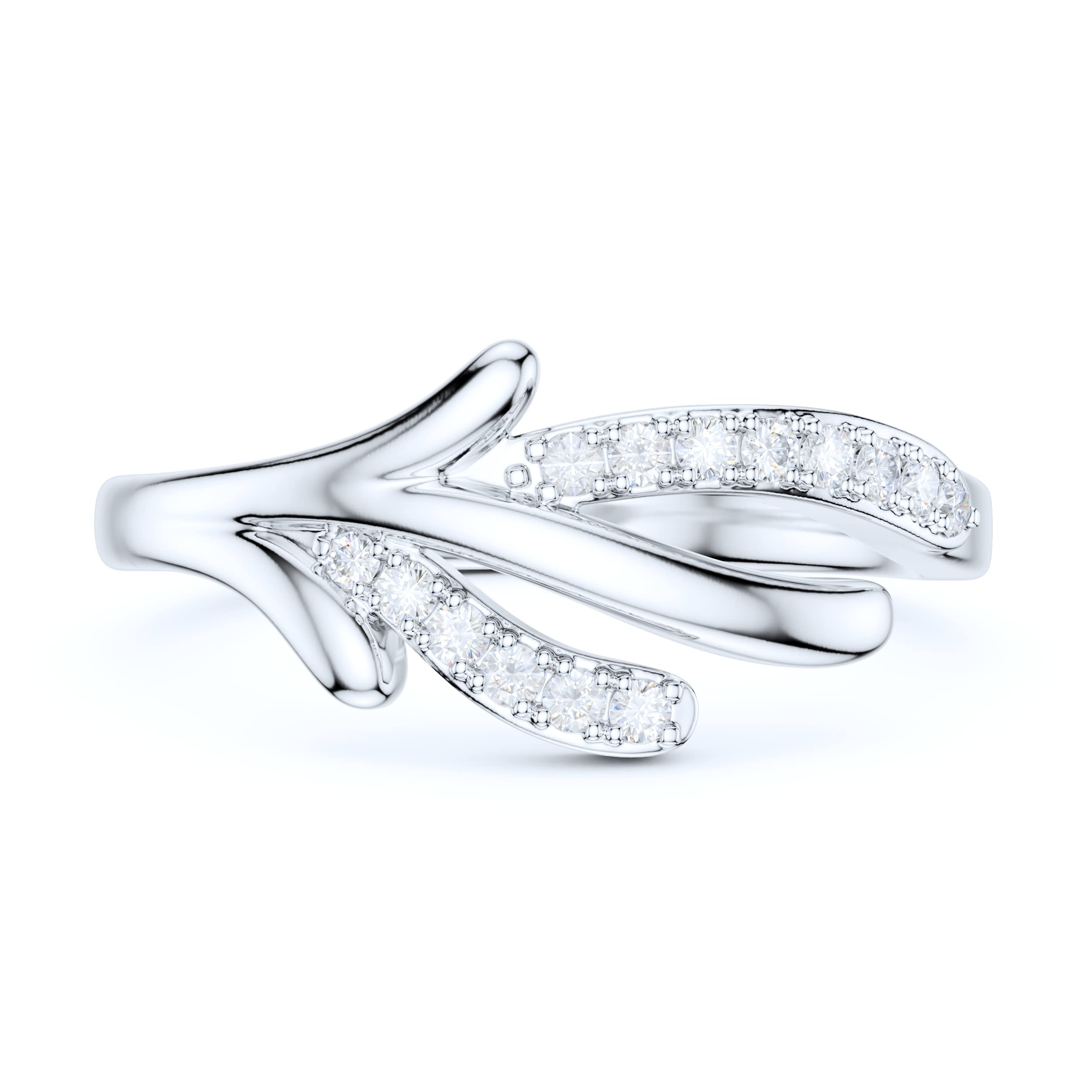 PRSTANI Sterling Silver Simulated Round Brilliant Cut Diamond Deer Reindeer Antler Style Promise Ring For Women (7)