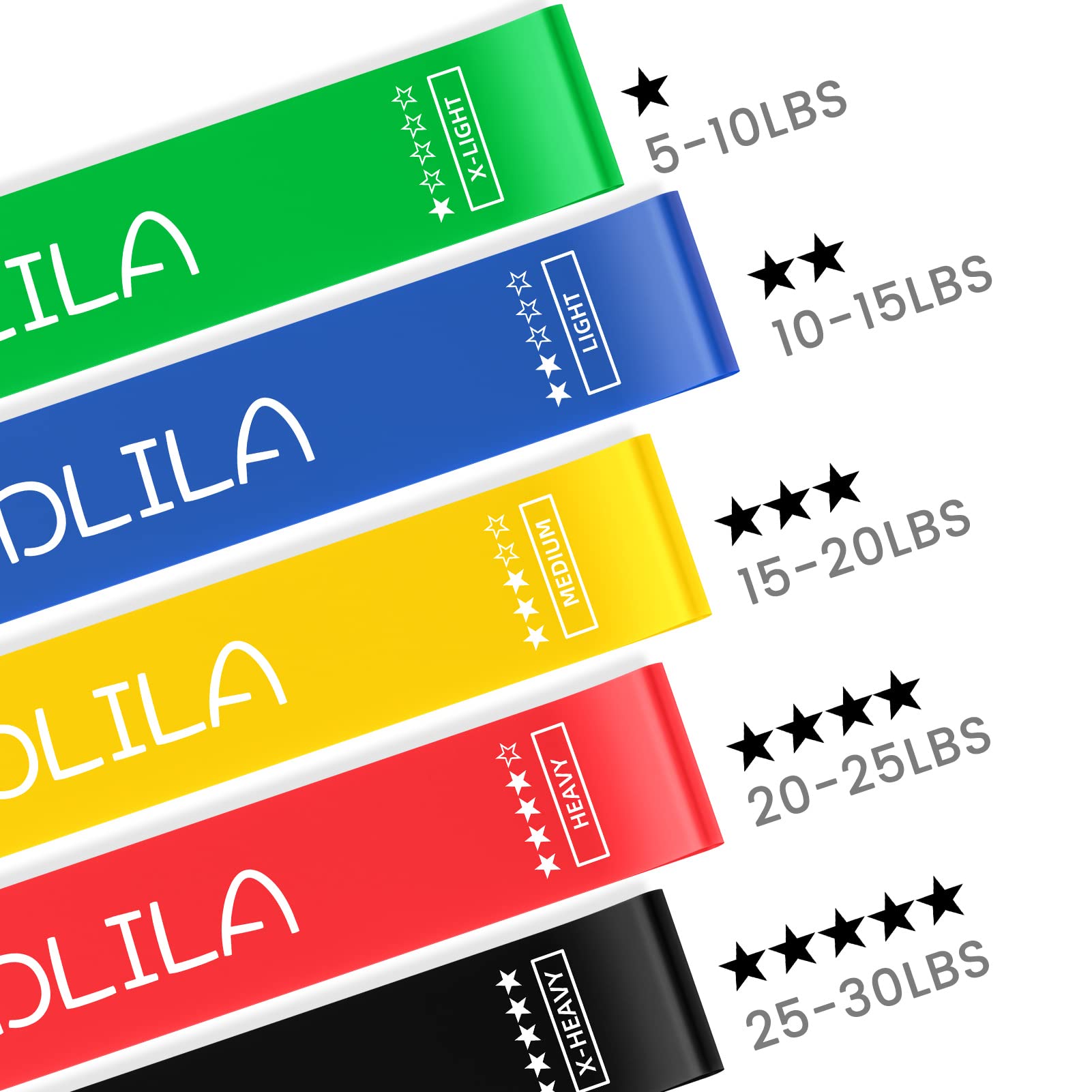 Odlila Resistance Bands, Exercise Workout Bands for Women and Men, 5 Set of Stretch Bands for Booty Legs, Exercise Loop Bands for General Exercise, Stretching and Strength Training (Assorted)
