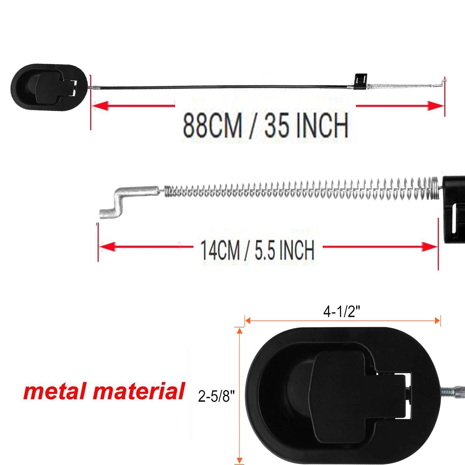 Pmsanzay Recliner Replacement Parts - Universal Black Metal Pull Recliner Handle with Cable - fits Ashley/Lane/Lazy Boy/Berkline and Major Recliner Brands Couch Style Pull Chair Release Handle Sofa