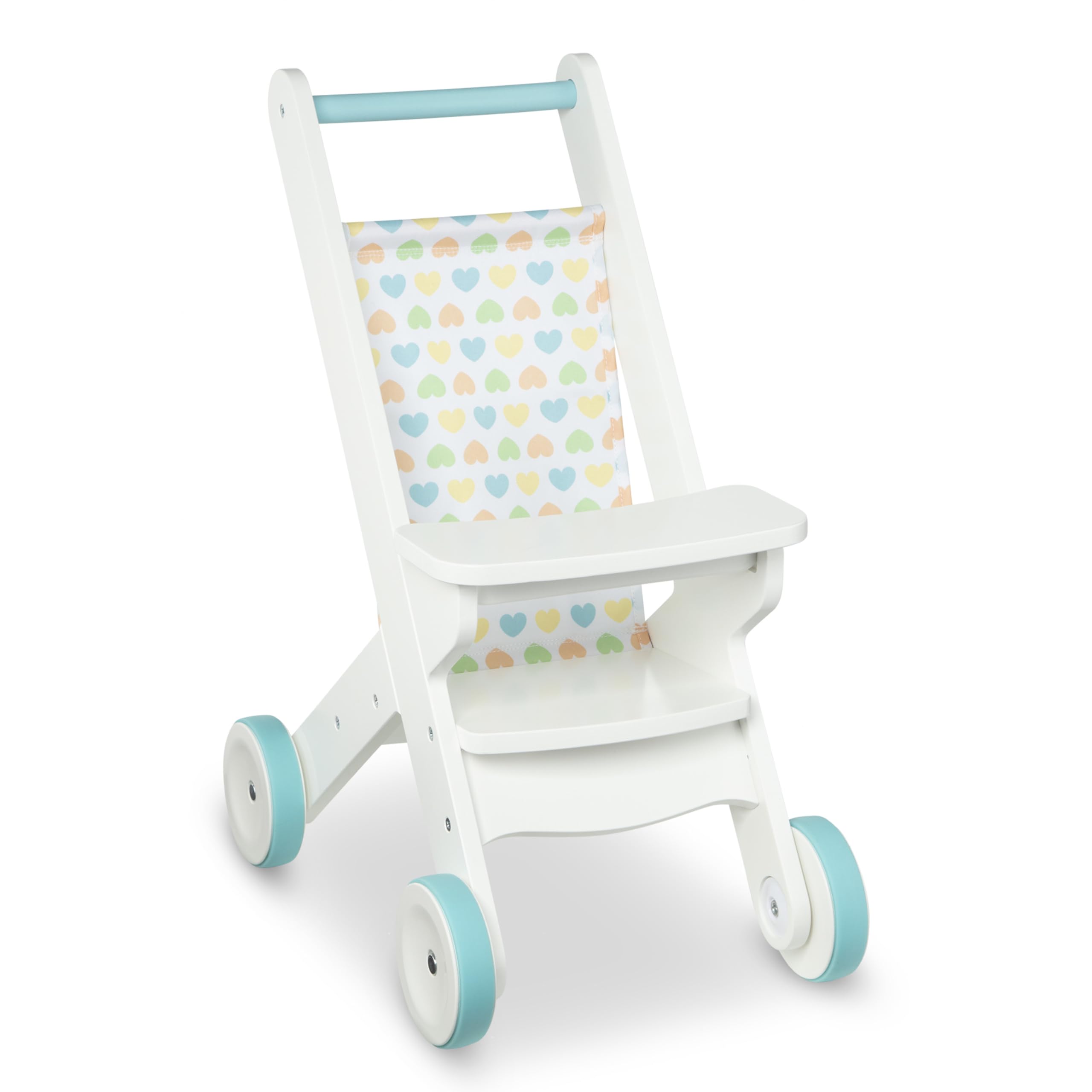 Melissa & Doug Mine to Love Wooden Play Stroller for Dolls-Stuffed Animals - White (18”H x 8”W x 11”D Assembled)