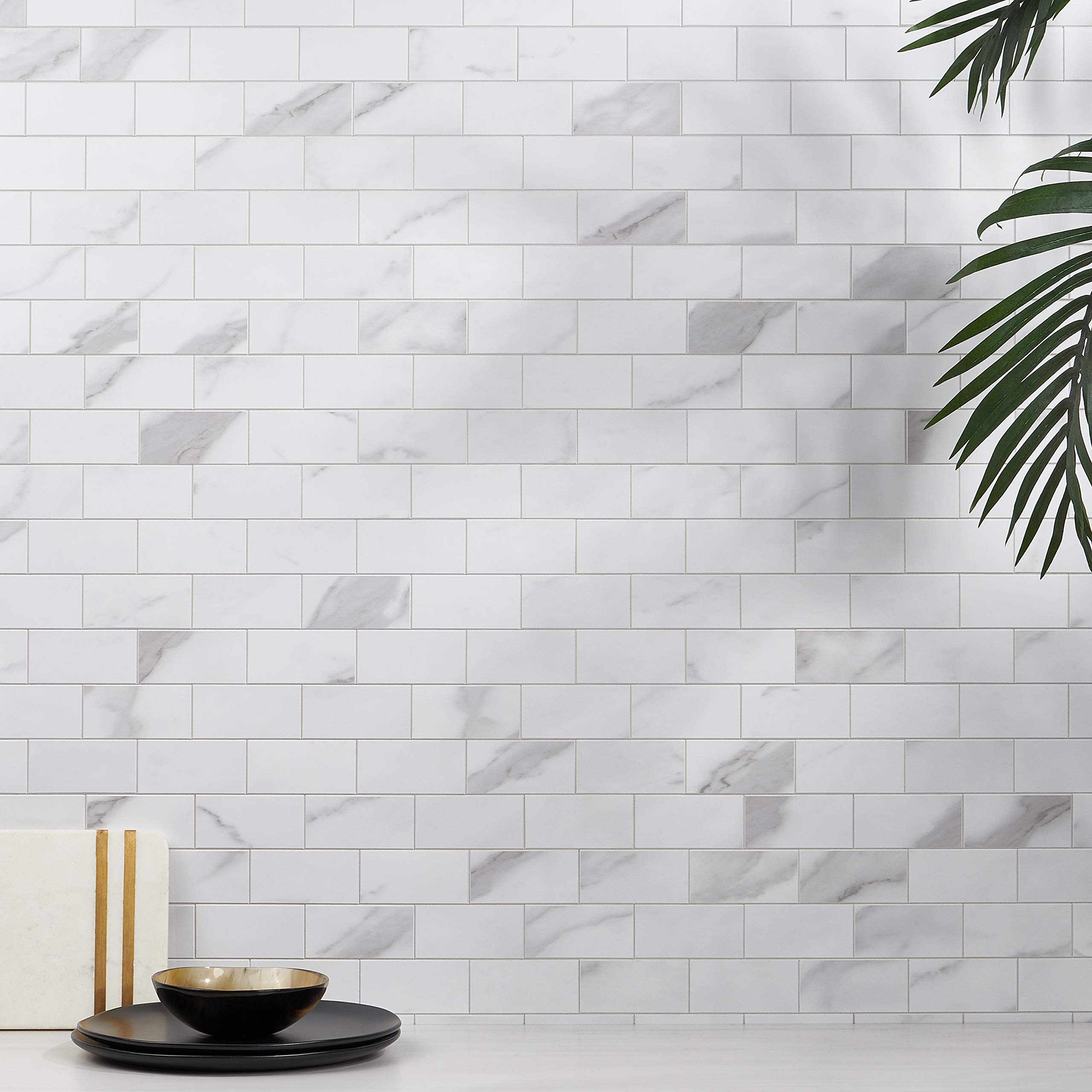Luxe Core Subway Calacatta 11.81 in. x 11.81 in. SPC Peel and Stick Kitchen, Bathroom, Backsplash Tile (0.96 Sq. Ft. / Sheet)