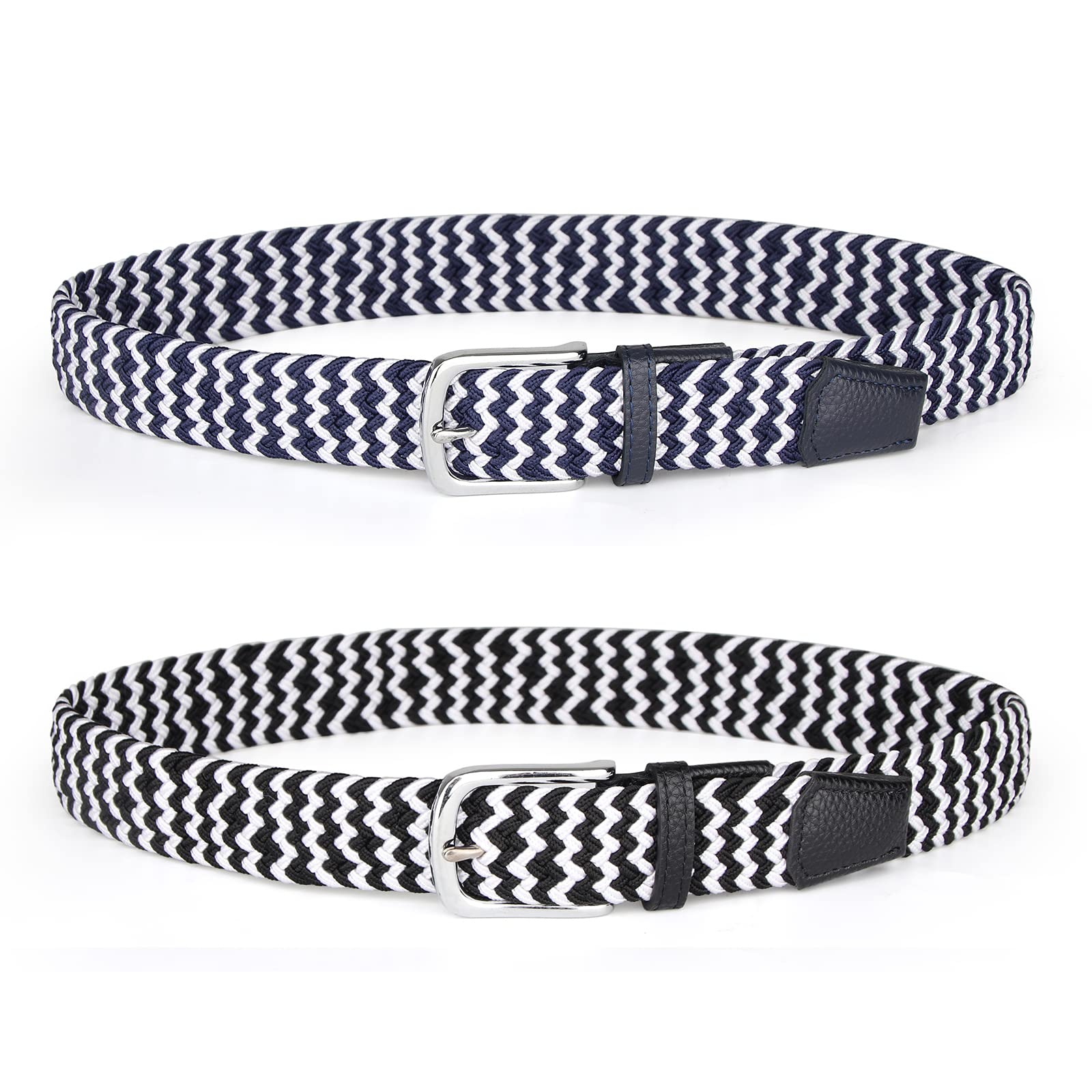 Radmire 2 Pack Braided Elastic Belts for Men, Womens Stretch Golf Woven Belts for Jeans Pants