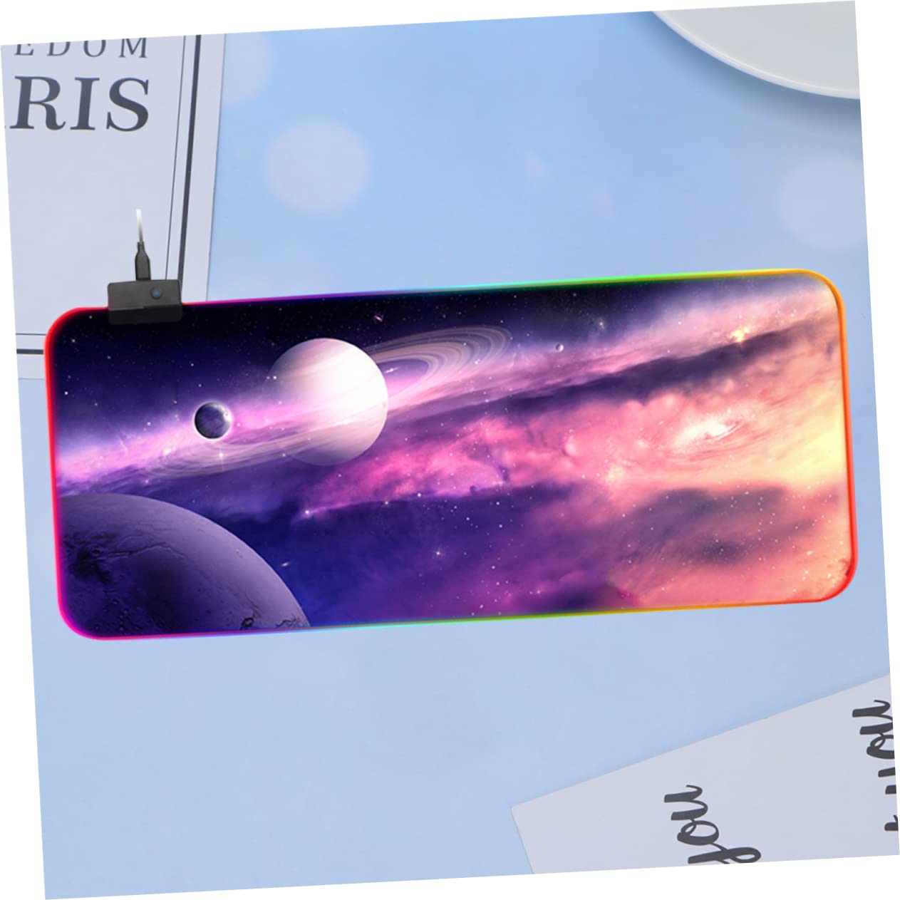 SOLUSTRE 2pcs Gamer Pad Non Slip Mat Gaming Mousepad Office Pad Planet Pattern Keyboard Pad Rubber Mat Large Big Pad Led Gaming Pad Mouse Pad for Laptop Keyboard Mat Big Cushion Notebook