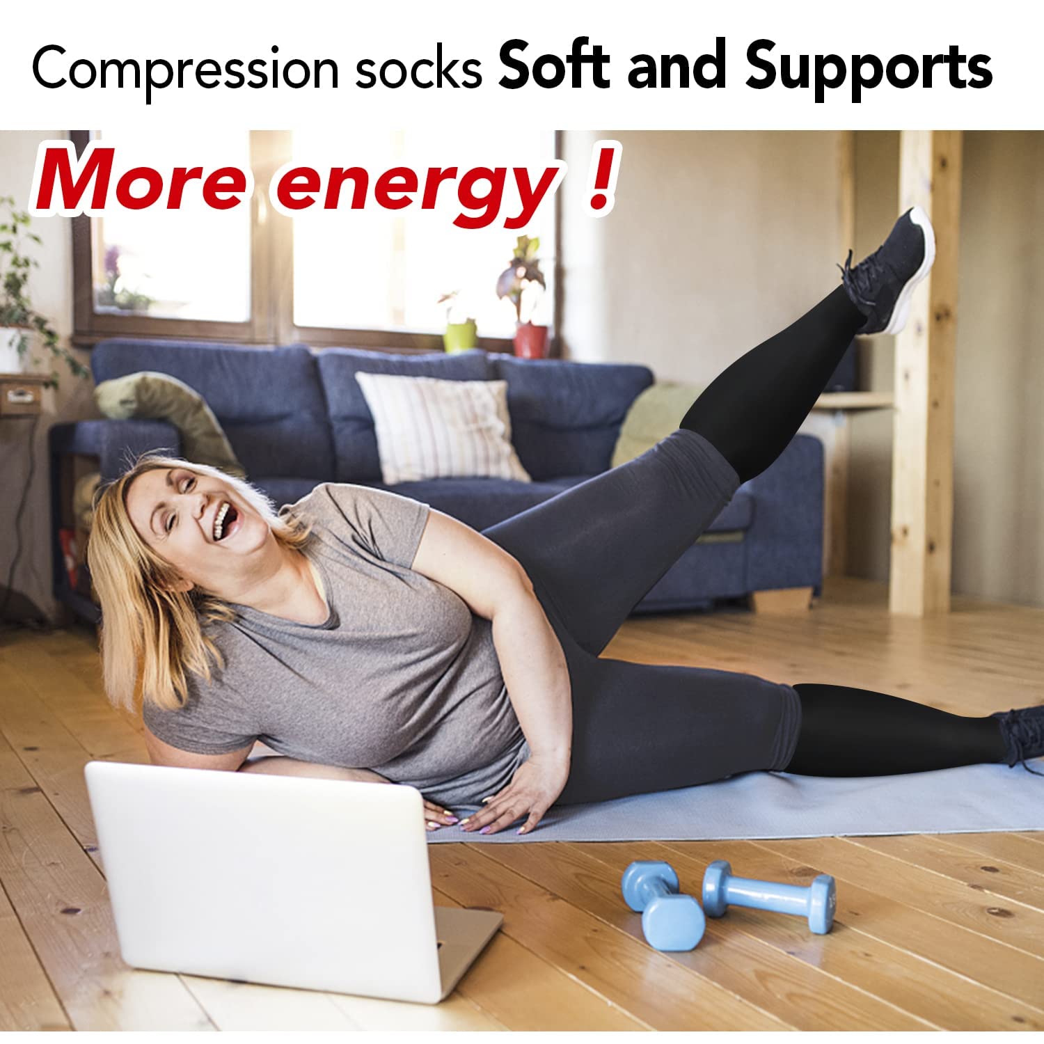 Plus Size Compression Socks for Women & Men, 20-30 mmhg Extra Wide Calf Knee High Stockings for Circulation Support