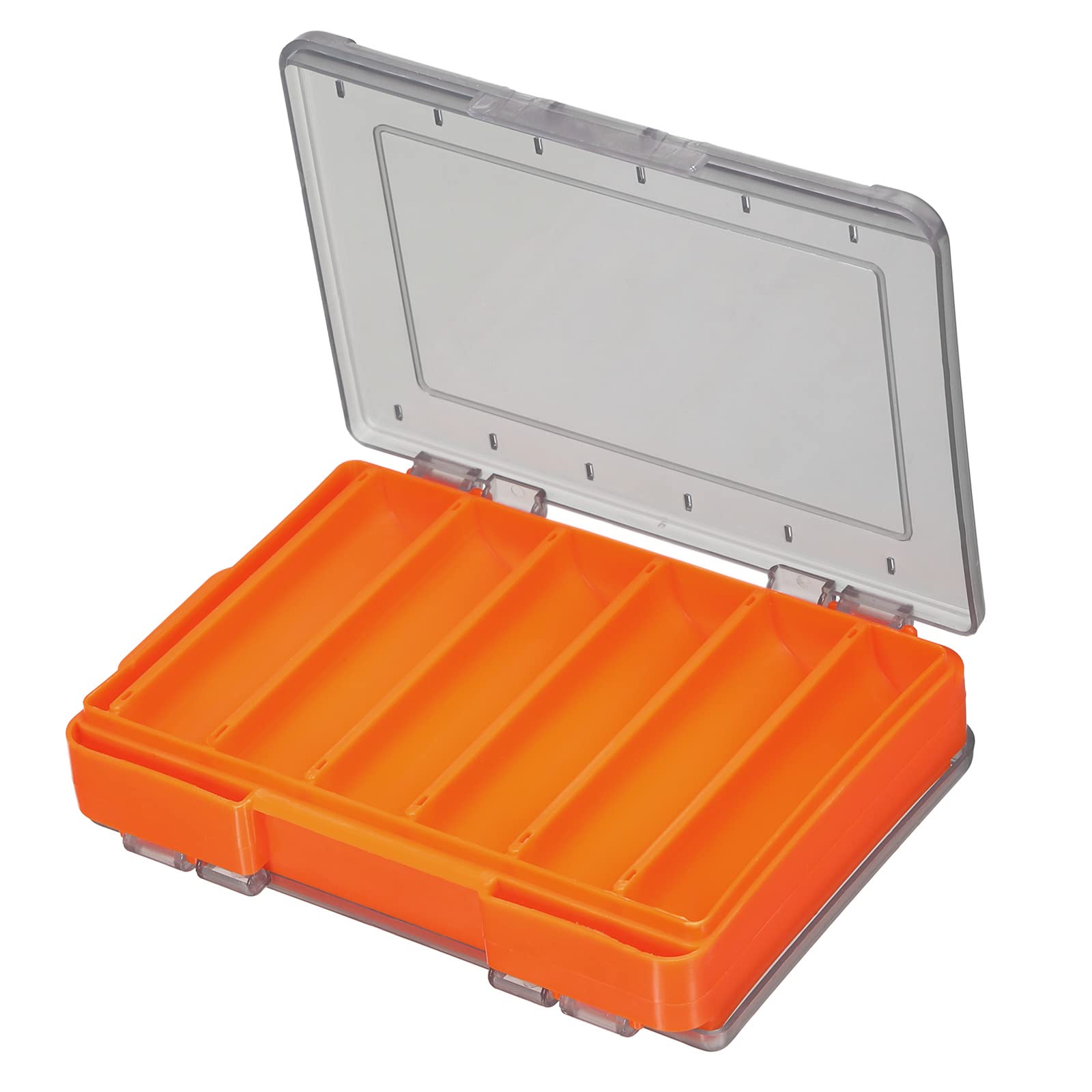 PATIKIL Two-Sided Plastic Box Fishing Lure Storage Container 12 Grids Fish Tackle Organizer, Orange