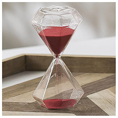 Sandglass Timer,Hourglass Sand Timers, Sand Glass Sandglass Hourglass Timer Creative Romantic Colorful Fashion Diamond Shape Glass Home Desk Decor Xmas Birthday Gift (30 Minutes) (Color : Red, Size