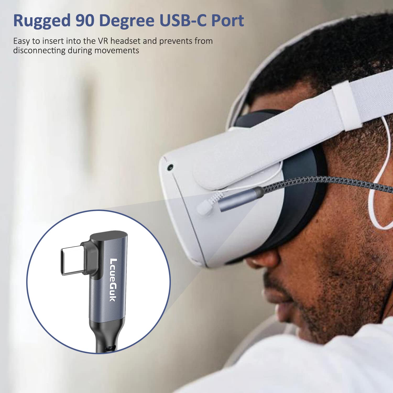 LcueGuk Link Cable Compatible with Oculus Quest 2 Link Cable 16.5FT, USBA to Type C VR Headset Cable for Oculus Quest 2 / Quest 1 Fast Charging