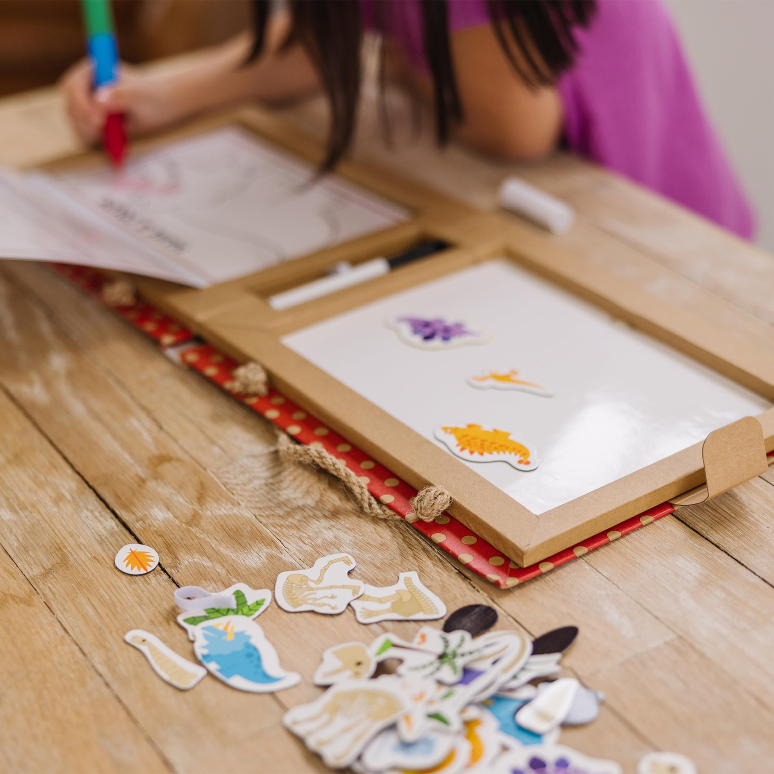 Melissa & Doug Natural Play: Play, Draw, Create Reusable Drawing & Magnet Kit β Dinosaurs (41 Magnets, 5 Dry-Erase Markers)