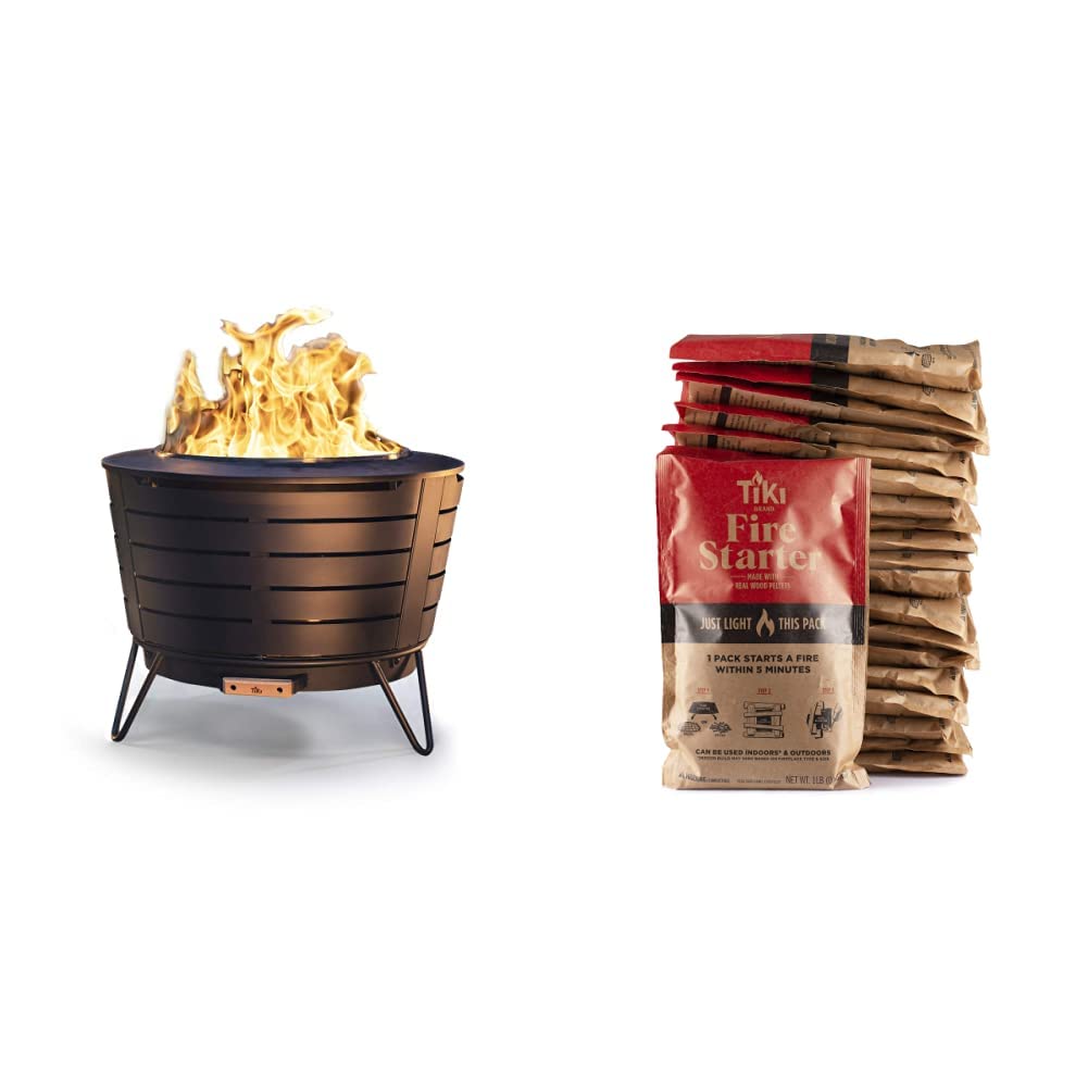 TIKI Brand Smokeless 24.75 in. Patio Fire Pit + TIKI Brand Fire Starter (20 Packs)