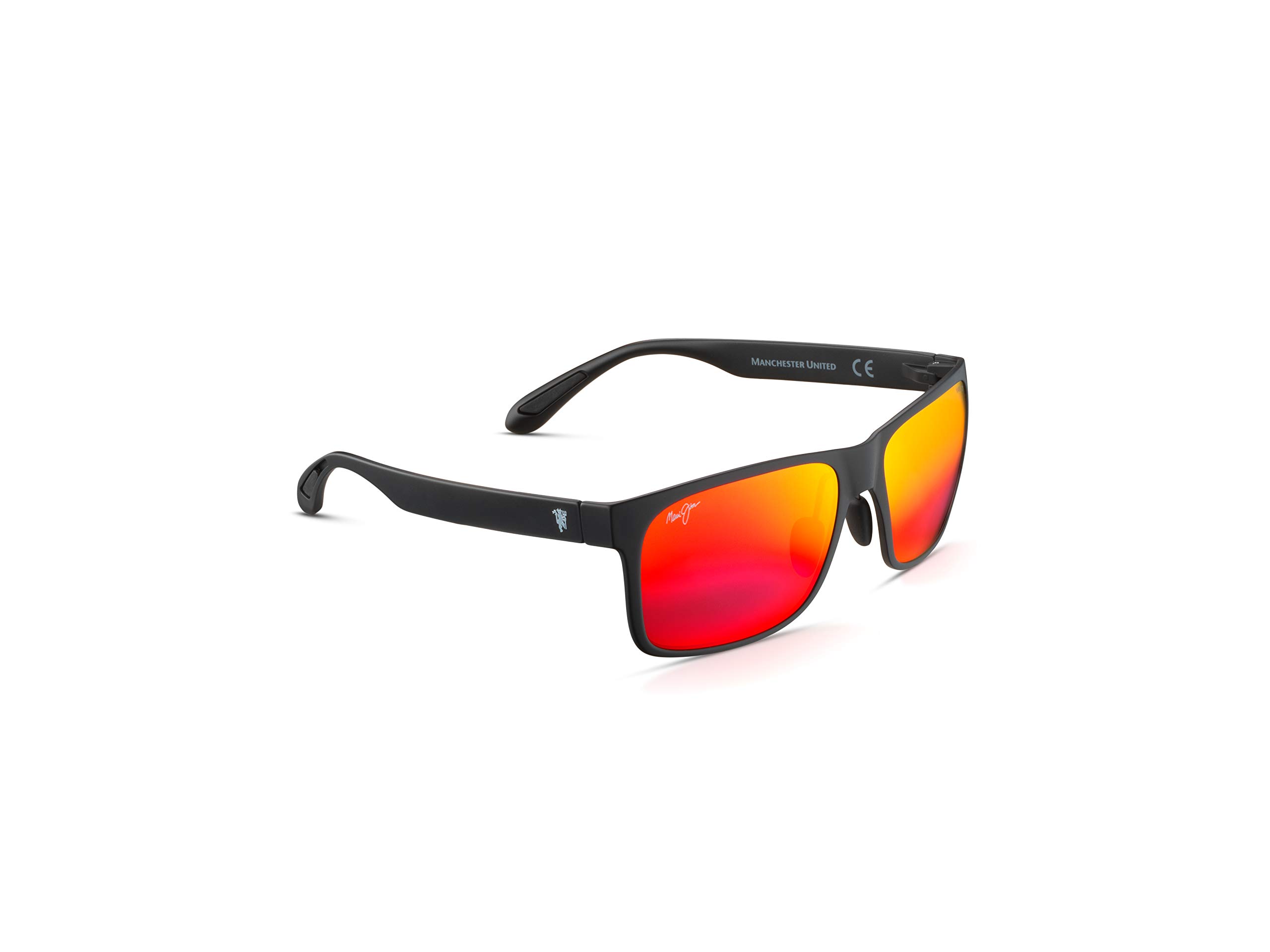 Maui Jim Men's and Women's Red Sands Polarized Universal Fit Rectangular Sunglasses, Black Matte w/Black Rubber UTD/Hawaii Lava ™, Large