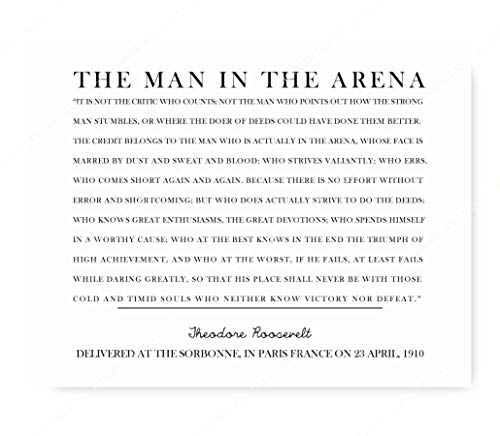 The Man in the Arena - Inspirational quotes Wall Art, Wall Decor Print With T. Roosevelt Quotes Is A Perfect Home Wall Decor For Living Room, Office, or Classroom Wall Décor. Unframed-14 x 11"