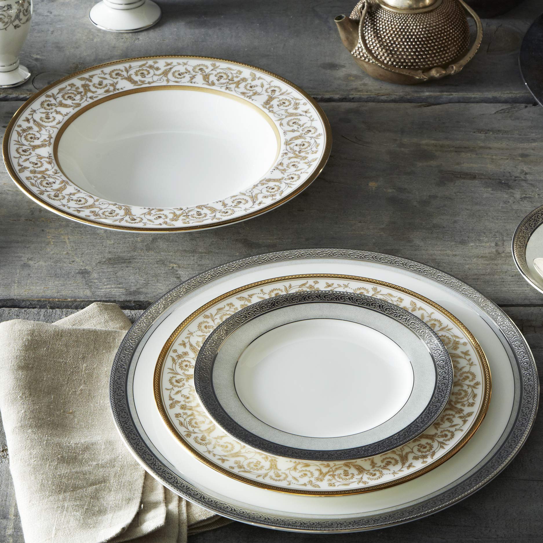 Noritake Summit Platinum Platter, Oval, 14" in White