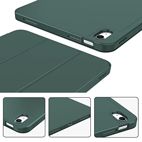 ZryXal New iPad 10th Generation Case 10.9 Inch 2022 with Pencil Holder, Smart iPad Case with Soft TPU Back [Support Auto Wake/Sleep] (Midnight Green)