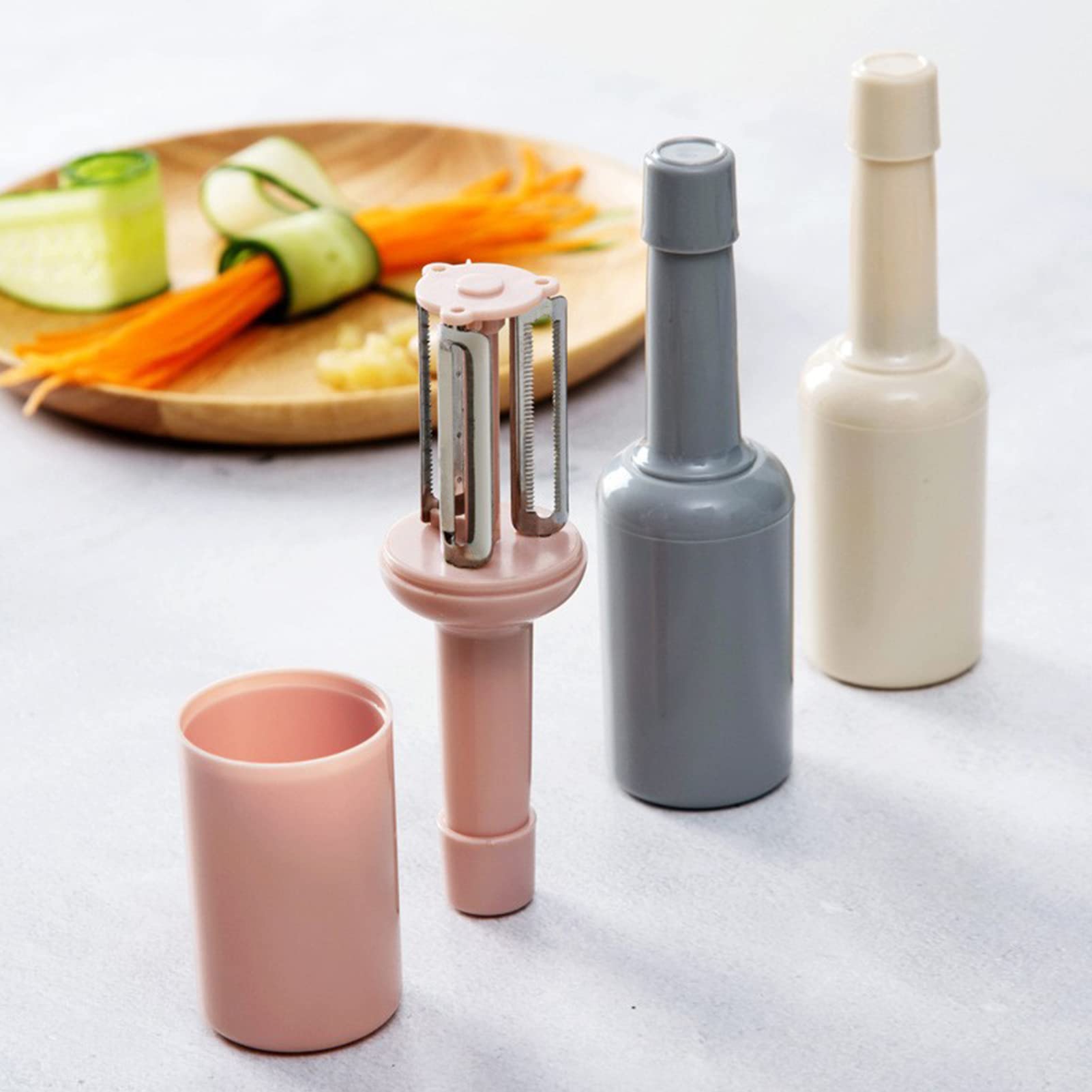 LYXIANG Multifunctional Three-in-One Peeler with Cover, Household Fruit Potato Peeler, Ginger Garlic Grinder, Melon Peel Grater 2 pcs,C