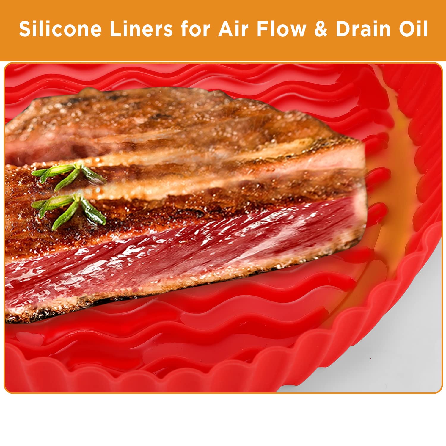 OUTXE 2-Pack Silicone Air Fryer Liner 7.5inch, OUTXE 2-Pack Dual Air fryer Silicone Liners for 8 to 10 QT Ninja DZ201/ DZ401