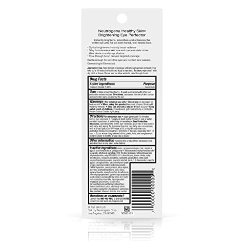 Neutrogena Healthy Skin Brightening Eye Perfector & Under Eye Concealer, Dark Circle Treatment Concealer Makeup with Soy & Vitamin E Antioxidant, Broad Spectrum SPF 25, Light 10,.17 oz