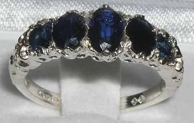 LetsBuyGold 14k White Gold Natural Sapphire Womens Anniversary Ring - Size 4.25