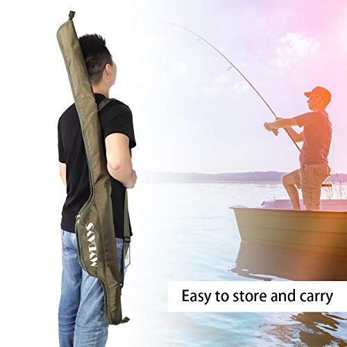 Portable Fishing Rod Bag Multifunctional Tool Storage Organizer Fishing Accessories Supplies with Adjustable Shoulder Strap and Zipper