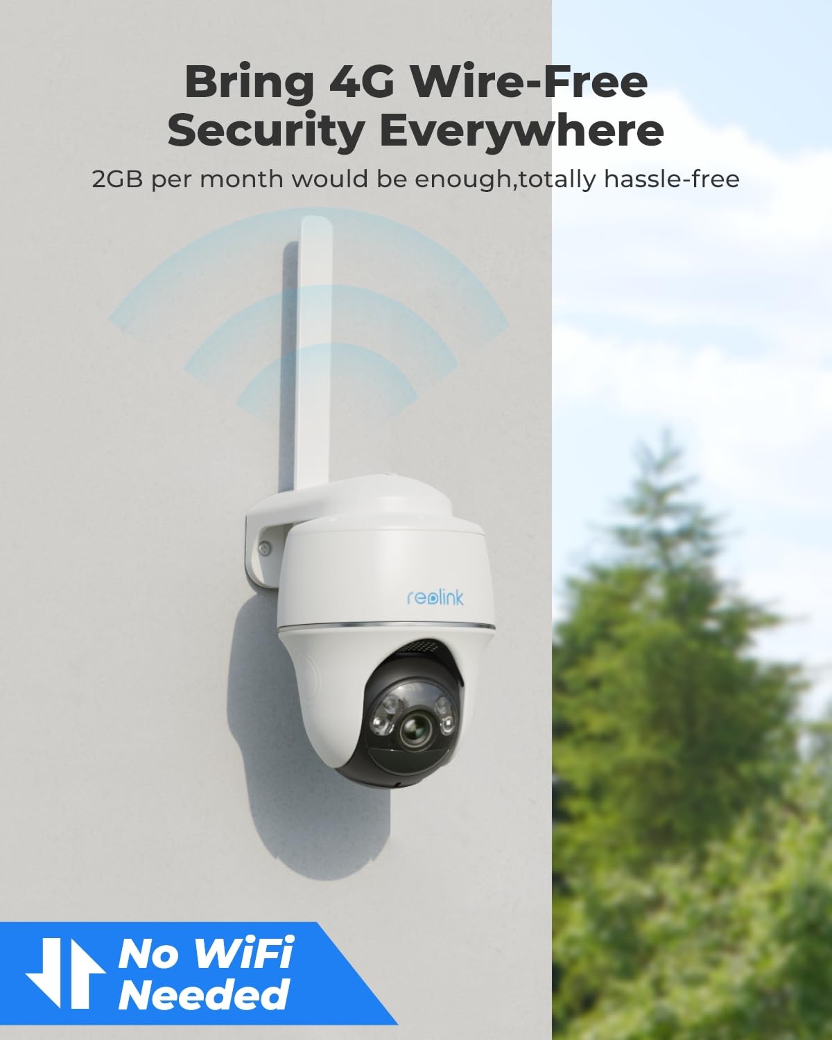 REOLINK 2K+ Pan Tilt 4G LTE Cellular Security Camera Outdoor Wireless Go PT Plus, 5MP Color Night Vision, 2-Way Talk, Smart Motion Detection, No WiFi, No Wires Bundle with White Solar Panel