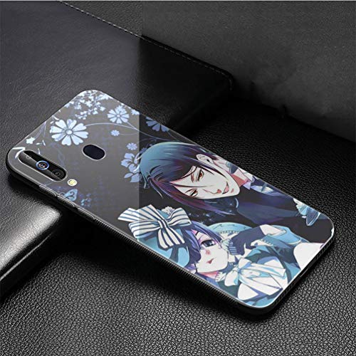 Luxury Phone Case for Samsung Galaxy A40 Cover,9H Tempered Glass Back Cover Soft Silicone Anti Scratch Bumper Design LB-158 Black Butler Kuroshitsuji Anime Protective Case