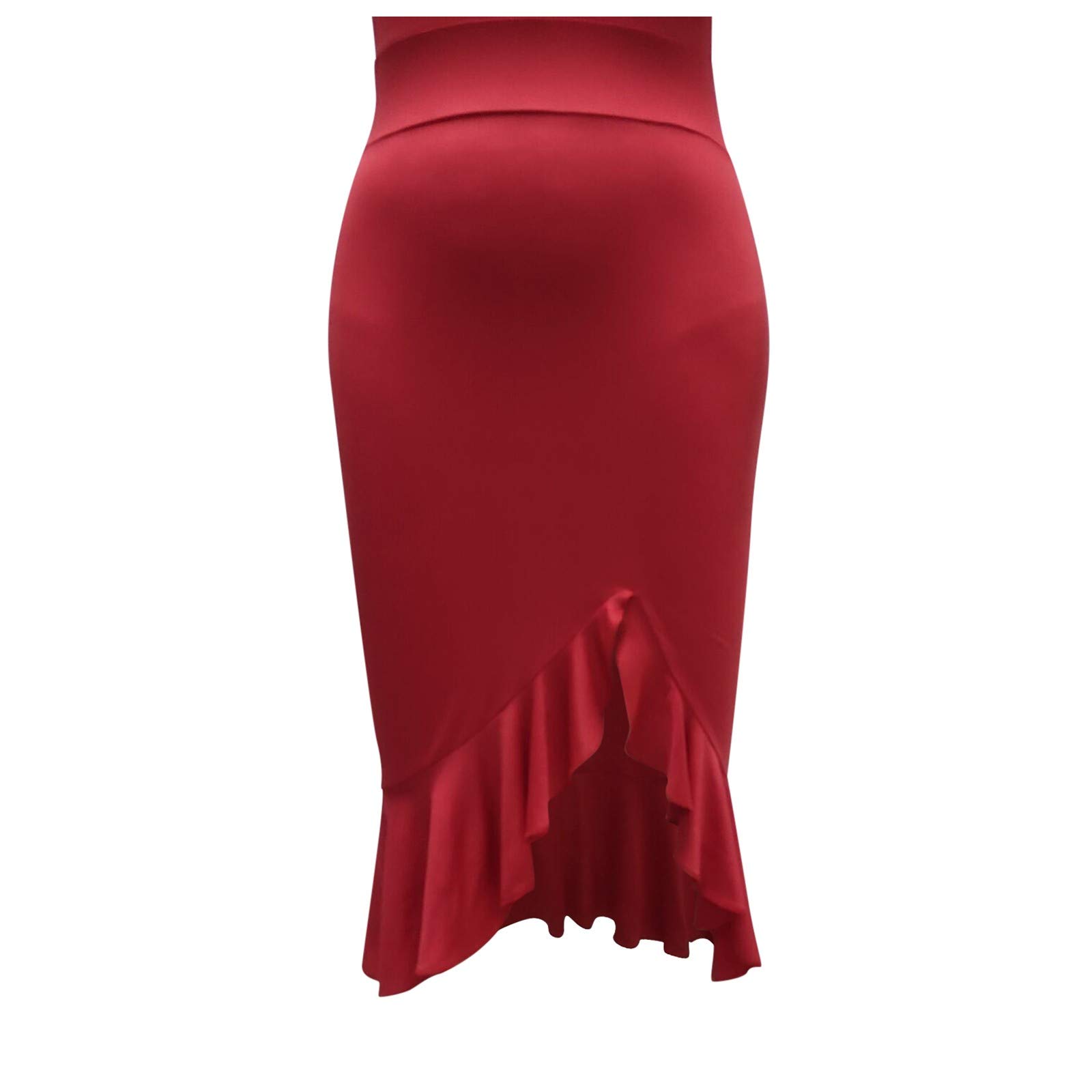 Off Shoulder Wrap Dress for Women Ruffle Side Split Knee-Length Dress Hem Sleeveless Midi Dress Red