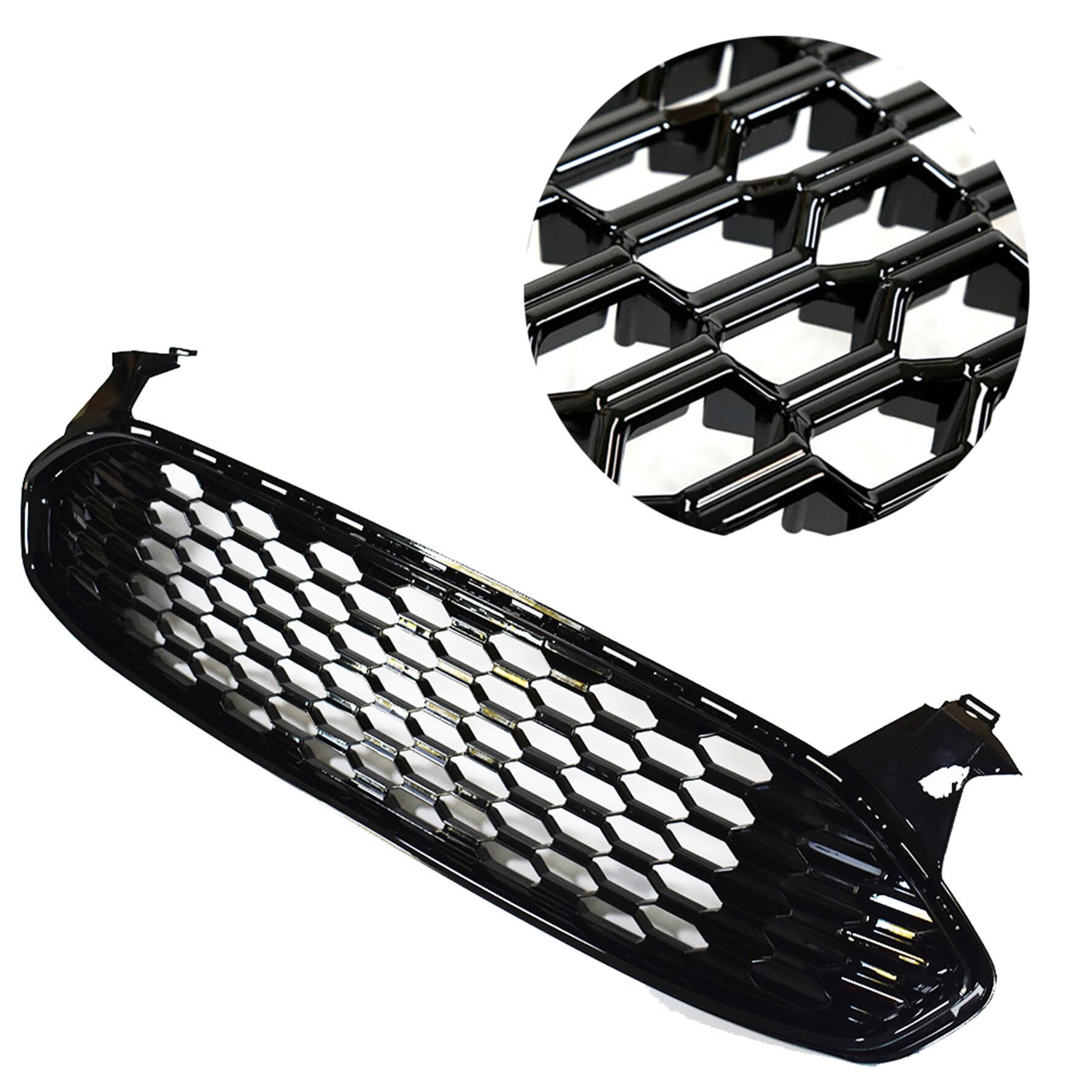 munirater Front Hood Bumper Grill Honeycomb Mustang Style Gloss Black Grille Cover Replacement for 2013-2016 Fusion