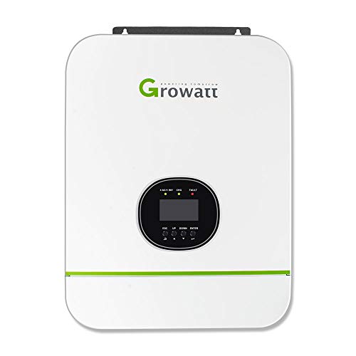 Solar Inverter 48V 3000W 120V/240V Split Phase Solar Inverter Growatt Built-in 80A MPPT Solar Charge Controller Pure Sine Wave Inverter for Home Use US Warehouse