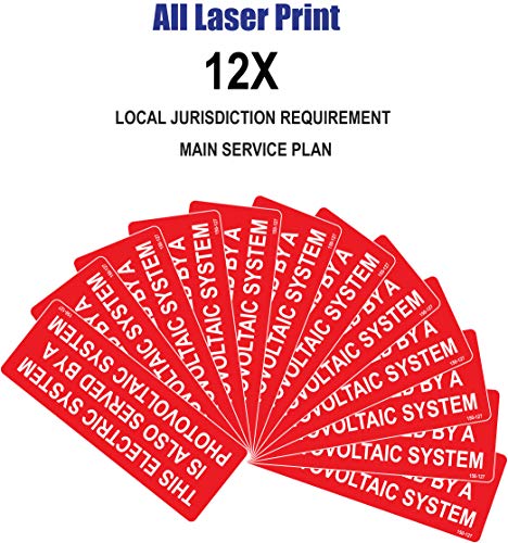 Solar Label Pack-12X-THIS Electric System is Also Served by A PHOTOVOLTAIC System-4’’ X 1½’’