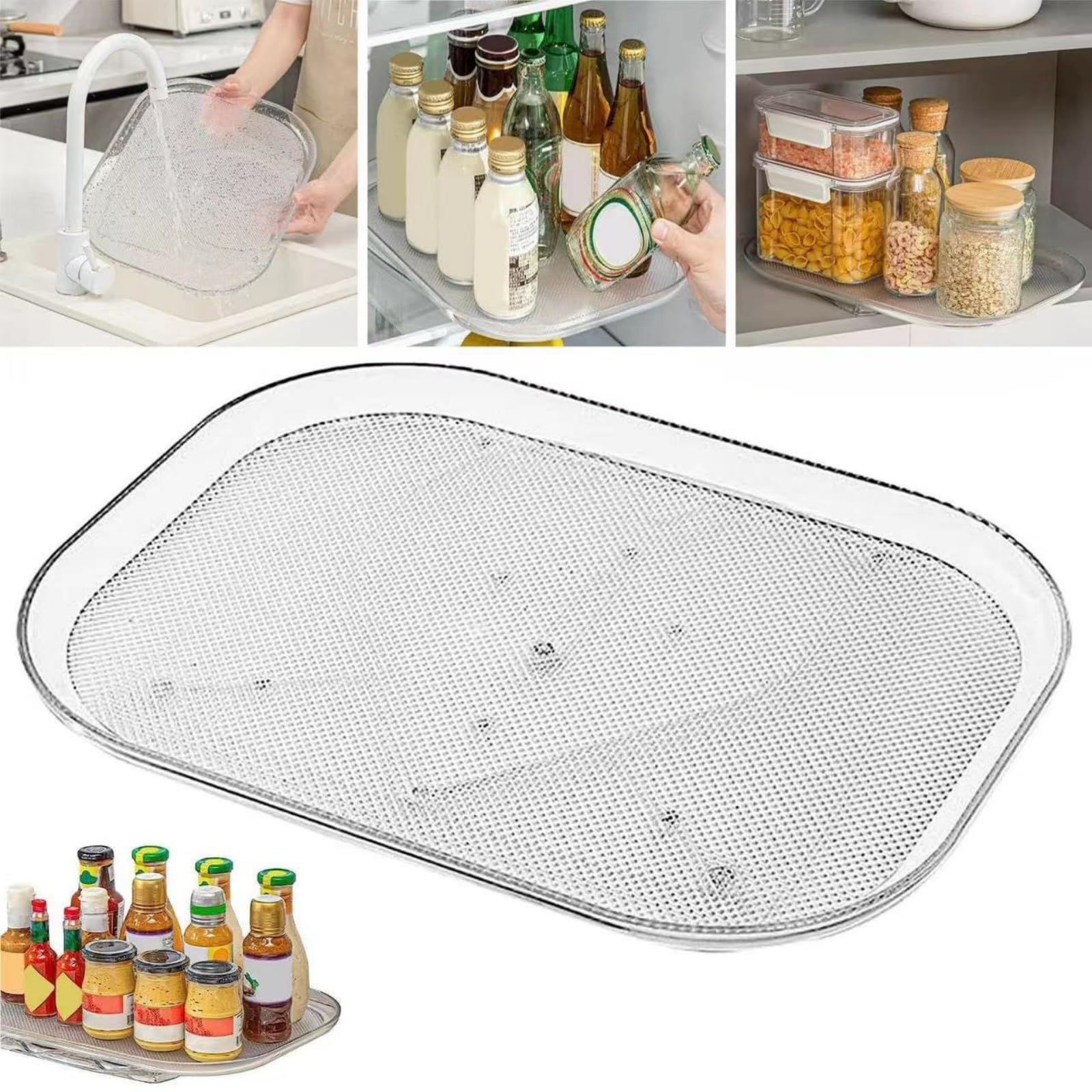 MILLTO Square Lazy Susan for Refrigerator,Lazy Susan Turntable Organizer for Refrigerator, Countertop Condiment Storage Rack for Kitchen, Pantry, Cabinet, Dining Table (2pc(13.77 * 10.23 * 1.26in))