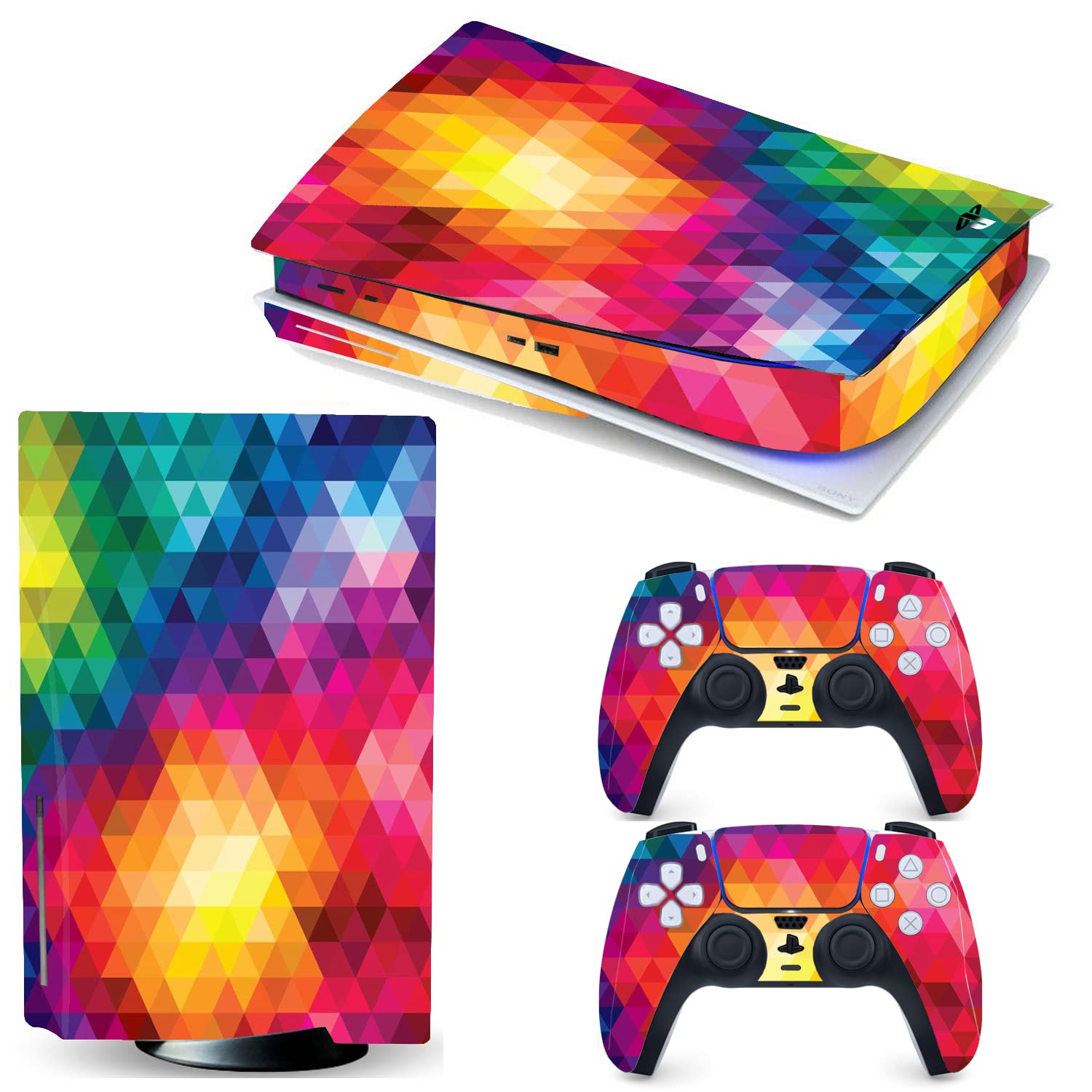 PS5 Console Skin and Controller Skin Set - Playstation 5 Vinyl Sticker Decal Cover, (Disk Edition)