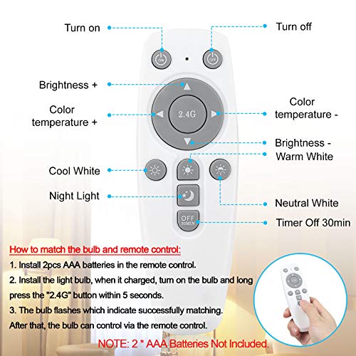 LVJING Smart Light Bulb 14W (60W Halogen Bulbs Equivalent) E26 LED Bulb with APP and Remote Control, Warm-Cold White Dimmable (2700K-6000K) Light Bulb for Party Home Decoration