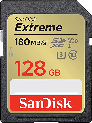 SanDisk Extreme 128GB SD Memory Card Works with Sony Alpha a7C, a6600, a6100, a6400 Mirrorless Camera (SDSDXVA-128G-GNCIN) U3 SDXC UHS-I Bundle with (1) Everything But Stromboli Micro & SD Card Reader