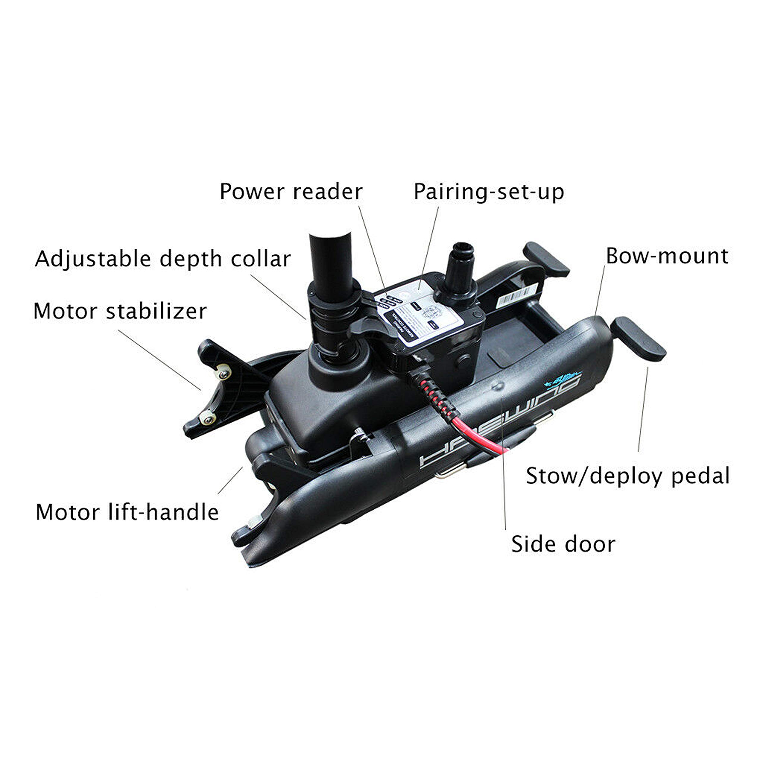 PARKHO HASWING Electric Trolling Motor – 12V 54" 55lbs Cayman GPS Anchor Control Shaft Bow Mount Portable Fishing Boat Saltwater Freshwater with Wireless Remote Quick Release Bracket