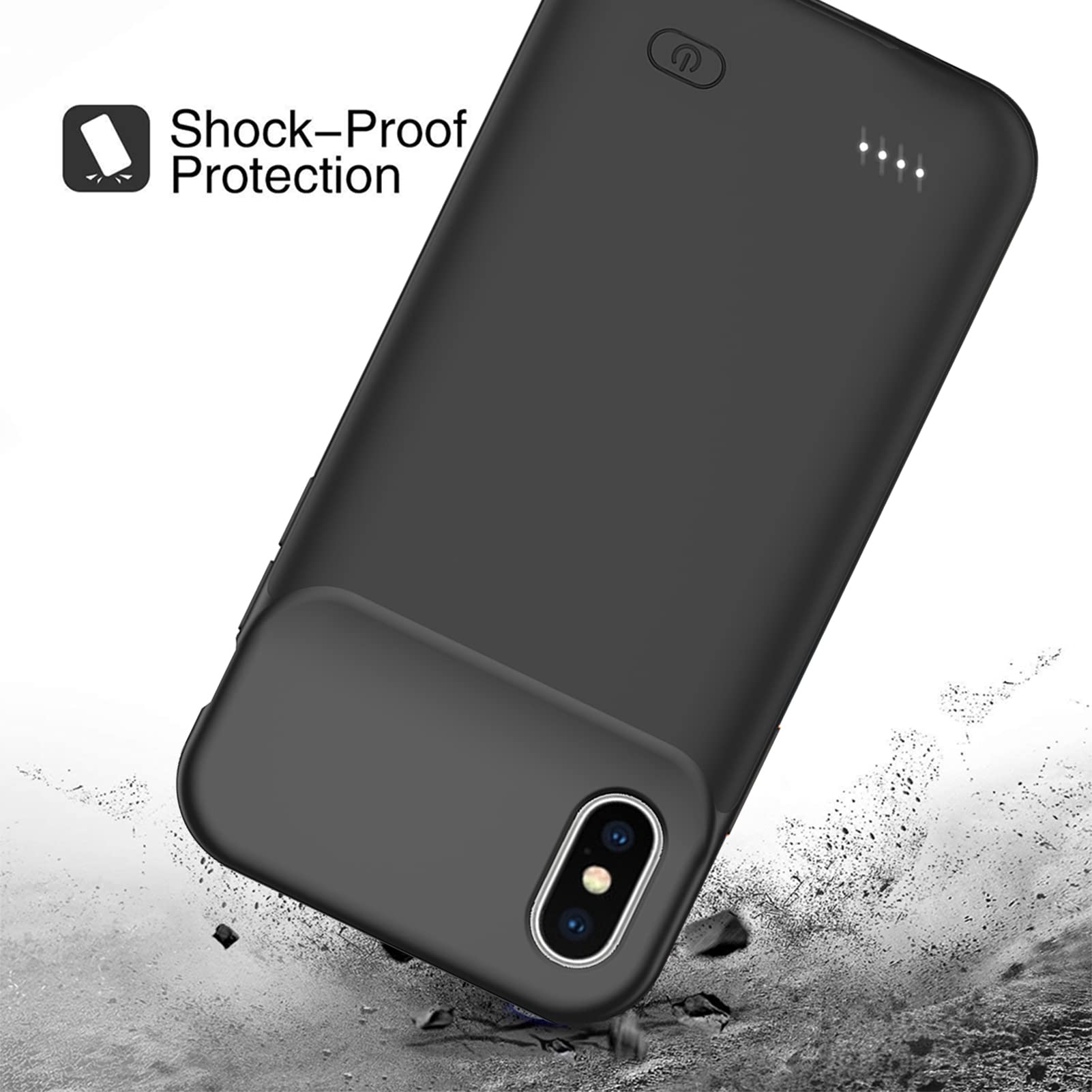 YINGYKJ Battery Case for iPho2 Ah Portable Battery Pack Rechargeable Charger Case Compatible S4 Black