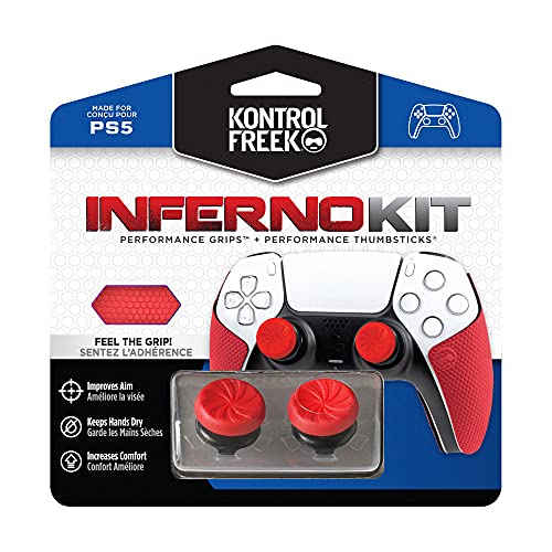 KontrolFreek FPS Freek Inferno Performance Kit for Playstation 5 Controller (PS5) | Includes Performance Thumbsticks and Performance Grips | Red