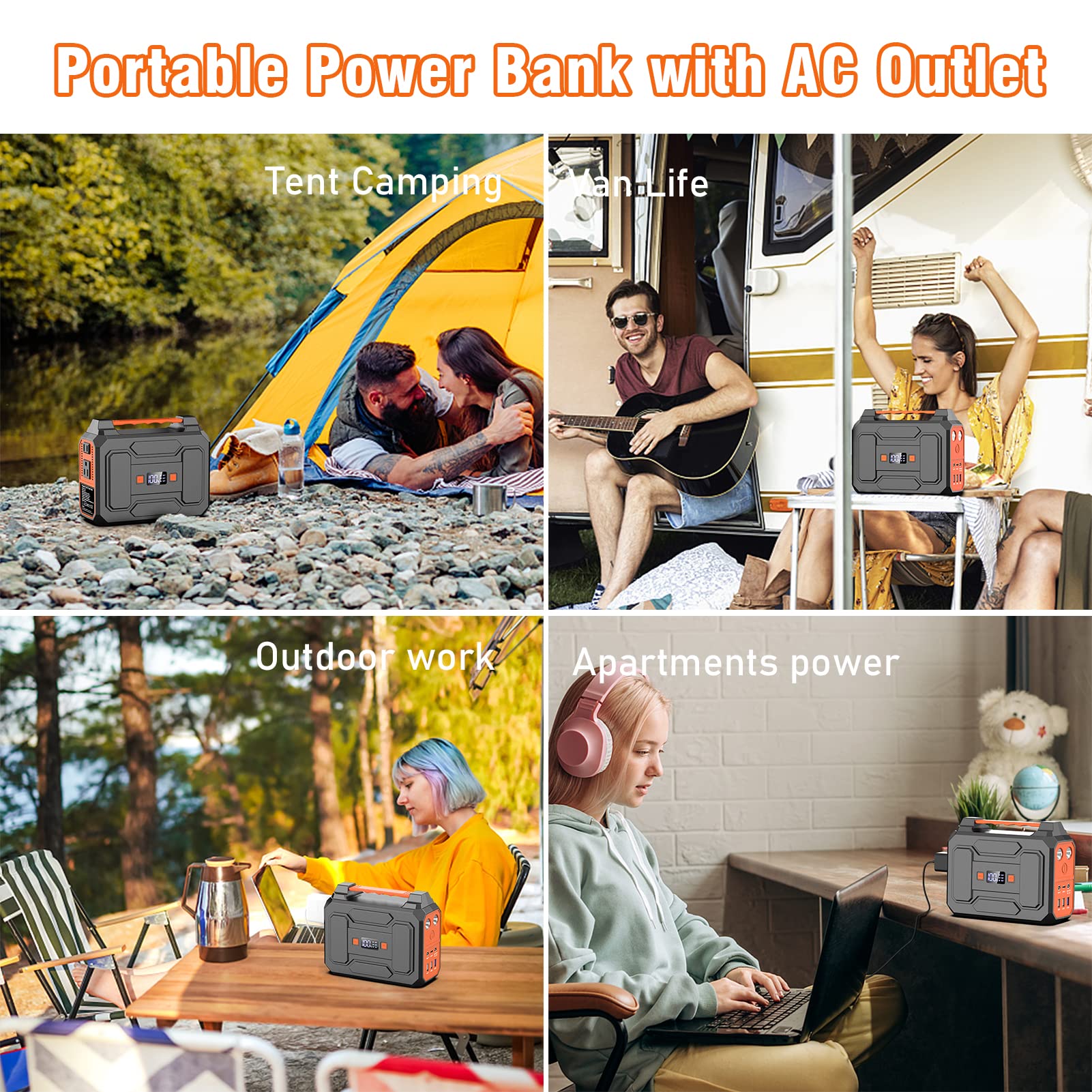 Portable Power Station 100W Portable Generator 146Wh 39600mAh External Lithium Battery Pack with USB C, Portable Power Pack with AC Outlet Power Bank for Camping Home Use RV Vanlife Adventures