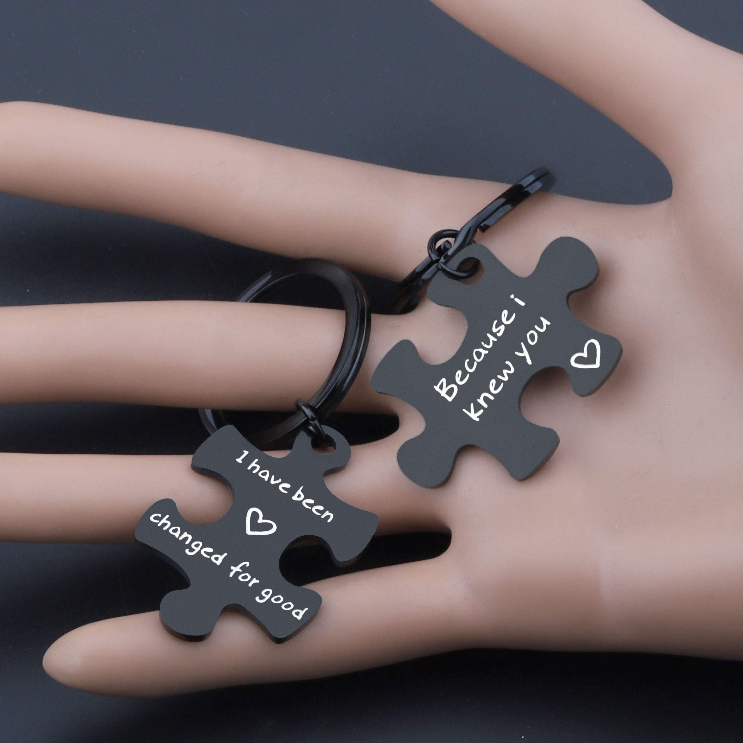 MAOFAED Best Friend Puzzle Keychains Because I Knew You I've Changed for Good Graduation Friendship Keychain (Changed gor Good Black)
