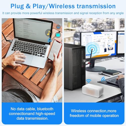 USB Bluetooth Adapter 5.3 for Desktop PC, Plug & Play Long Range Class 1 EDR Bluetooth Dongle Receiver 328FT/100M for Laptop Computer Connect Speaker Keyboard Headphones Support Windows 11/10/8.1,Grey