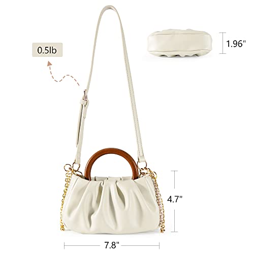 Milan Chiva Clutch Purses for Women Small Handbags Dumpling Mini Cloud Bag with Wooden Handle MC-1007BG